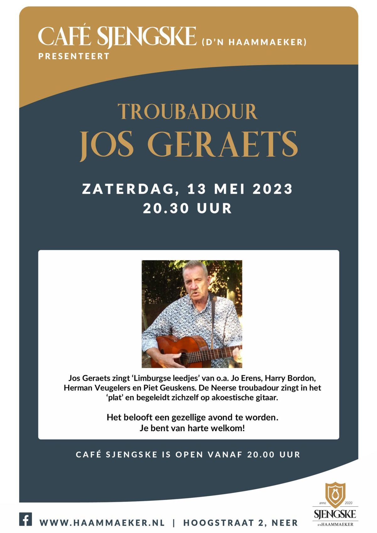 Troubadour Jos Geraets in café Sjengske | D'n Haammaeker - Neer